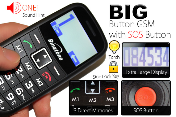 Binatone GSM BB350 Big Button Mobile Phone with Large Display and SOS ...