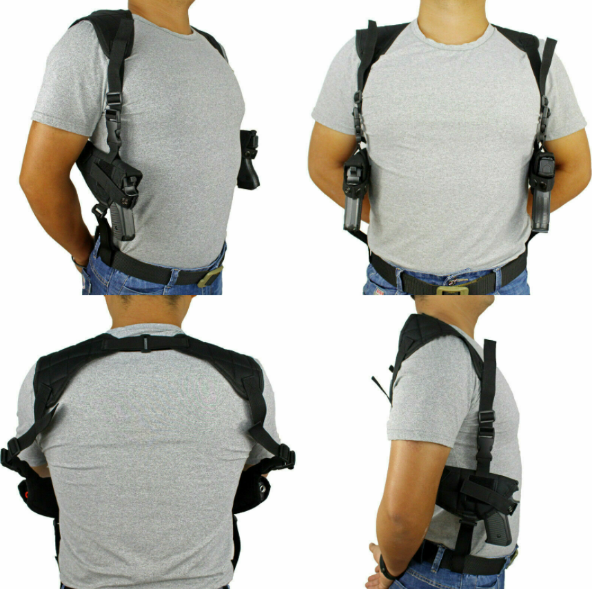 Tactical Double Gun Shoulder Holster Adjustable Horizontal Pistol ...