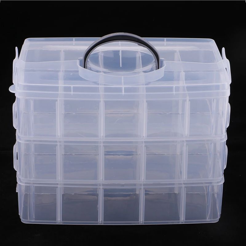 Adjustable Plastic Storage Box Case Organizer 3 Layers 30 Positions